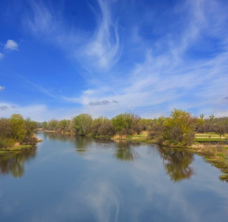 Blue calmness on river stock photo. Image of peace, blue - 10262844
