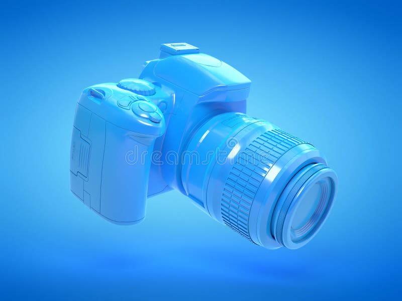 Blue Camera Lens Icon on White. Vector Stock Vector - Illustration of ...