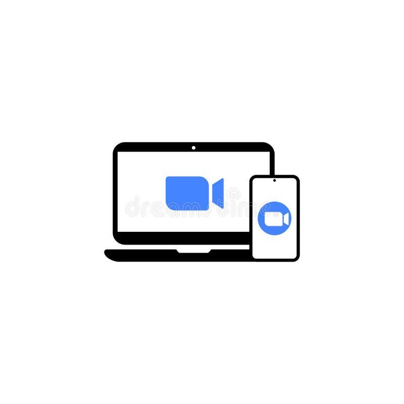 Blue Camera Icon Set. Conference Video Calls. Live Media Streaming ...