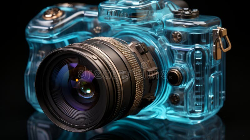 A Blue Camera with a Lens on it Stock Illustration - Illustration of ...