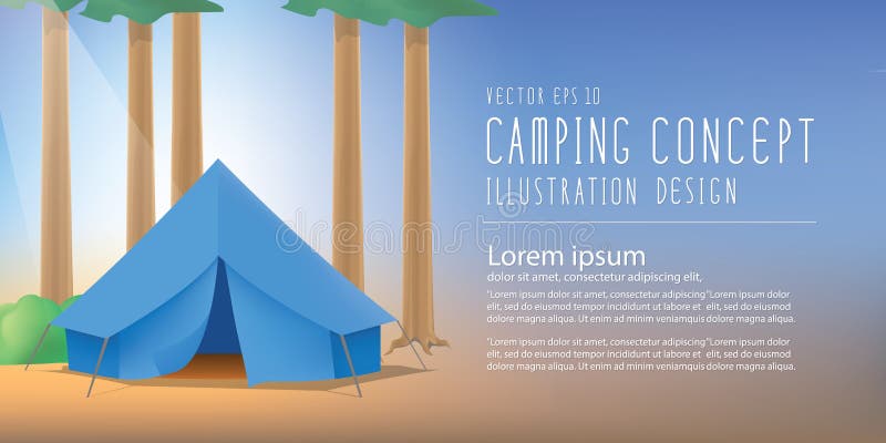 Summer Camp A4 Poster that the Blue Camp is Middle in the Forest Stock ...