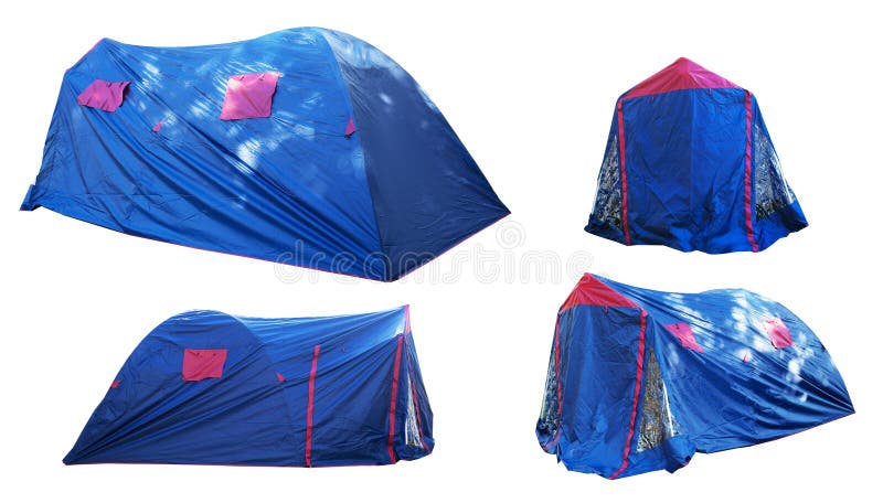 Blue Camping Tent Isolated on White Background Stock Image - Image of ...