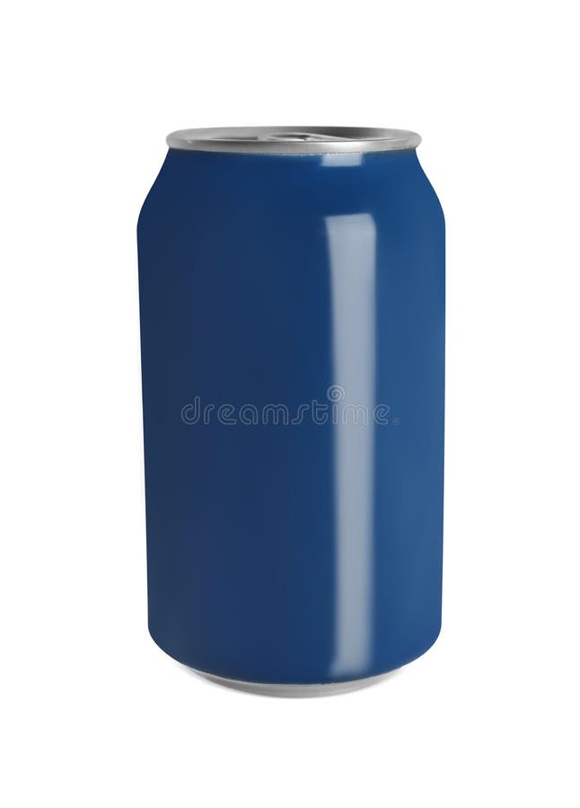 Blue Can with Beverage Isolated on White. Mockup for Design Stock Image ...