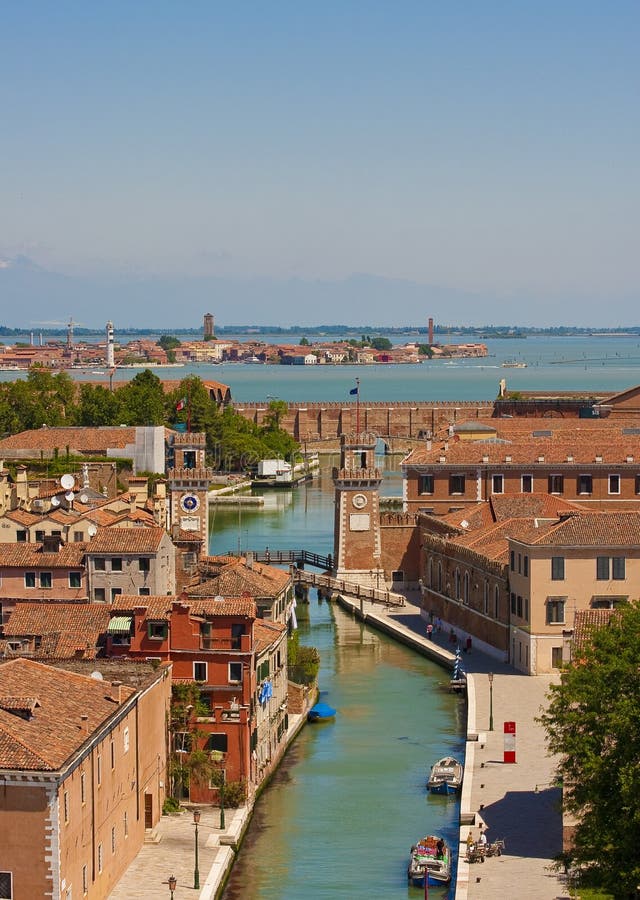 Blue Canal and Two Boats in Venice Stock Photo - Image of italy, grand ...