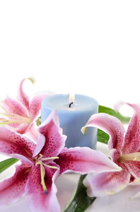 Candle on blue stock image. Image of candle, texture, soft - 931629