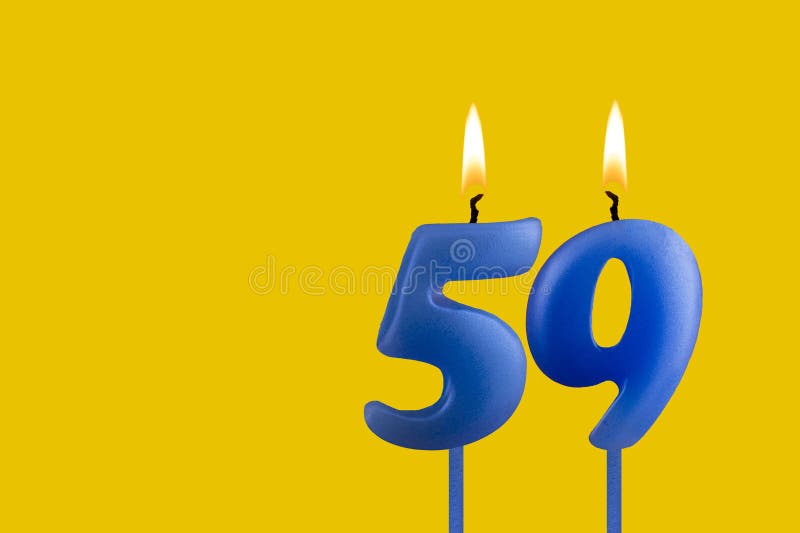 Blue Candle Number 59 Birthday Yellow Background Stock Photos - Free ...