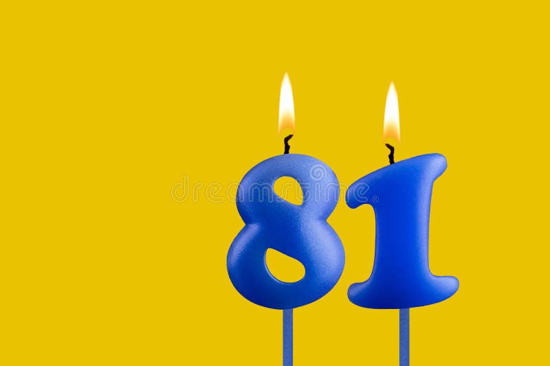 Blue Candle Number 81 - Birthday on Yellow Background Stock Photo ...