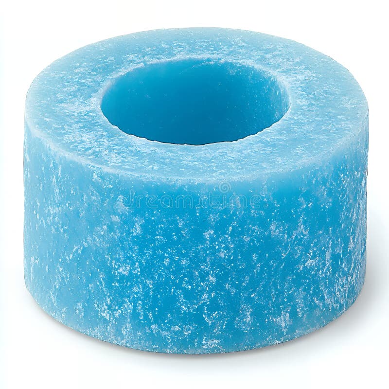 A Blue Candle with a Rough Texture and a Circular Hole in the Center ...