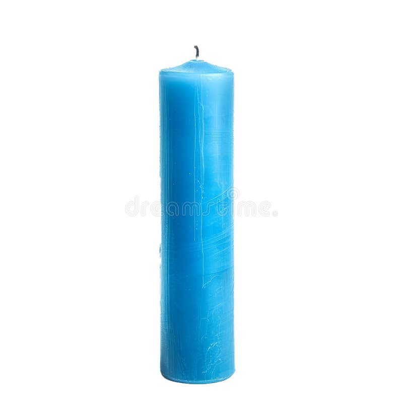 Blue Candle with a Textured Surface from Wax Dripping Down the Sides ...