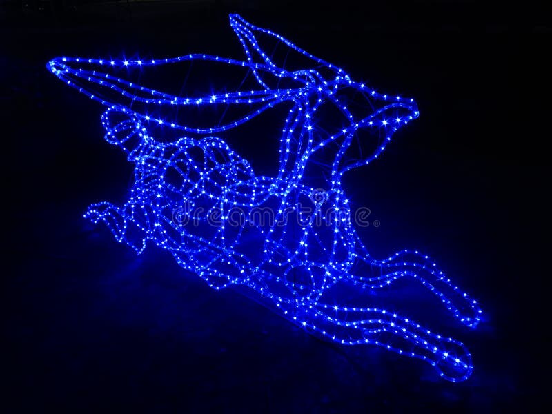 Blue Candle Tip LED Lights Shaped in Deer Stock Photo - Image of deer ...