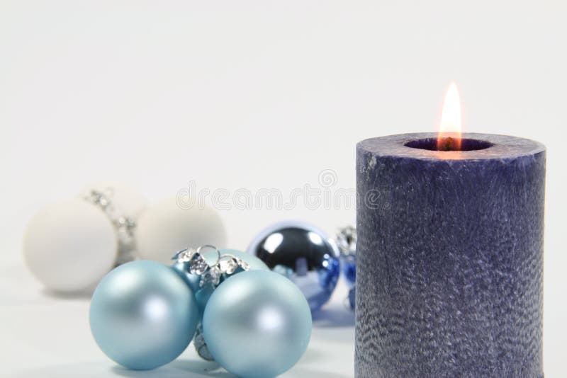 Blue Candle and White Background Stock Image - Image of advent, winter ...