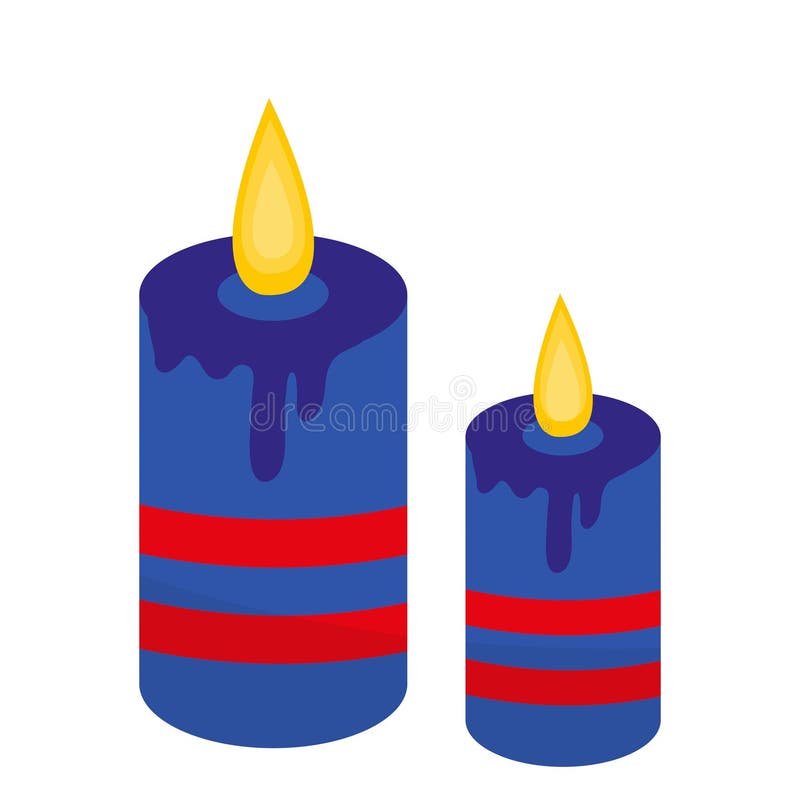 Blue Candles Icon, Flat Style. Isolated on White Background. Vector ...