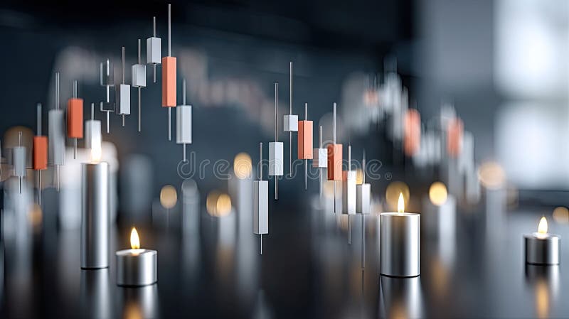 Blue Candlestick Chart Illustrates Financial Performance and Trading ...
