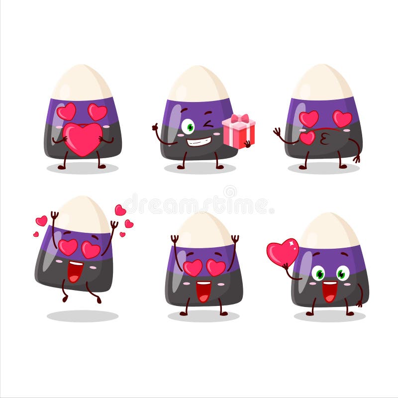Blue Candy Corn Cartoon Character with Love Cute Emoticon Stock Vector ...