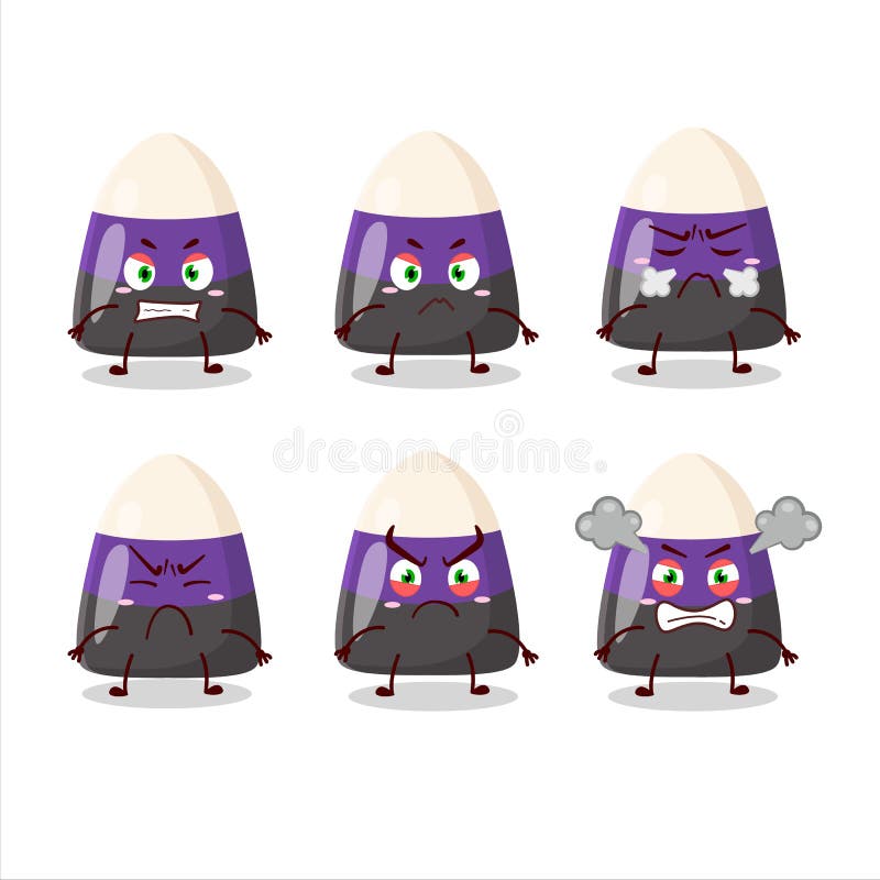 Blue Candy Corn Cartoon Character with Various Angry Expressions Stock ...