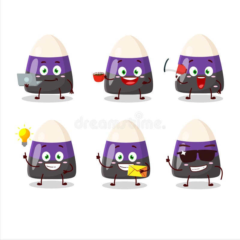 Blue Candy Corn Cartoon Character with Various Types of Business ...