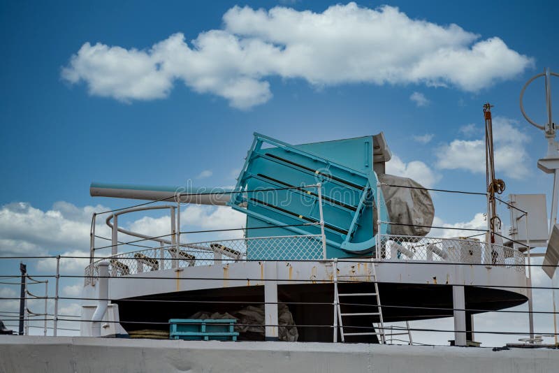 Blue Cannon on Canadian Ship Stock Image - Image of artillery, cannon ...