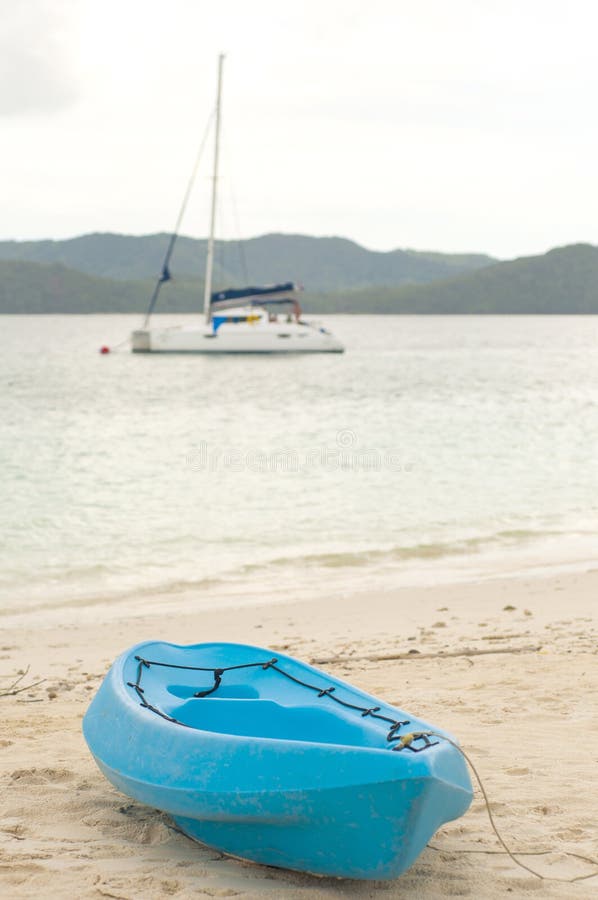 Blue Canoe with Wooden Paddles Stock Image - Image of recreation, boat ...