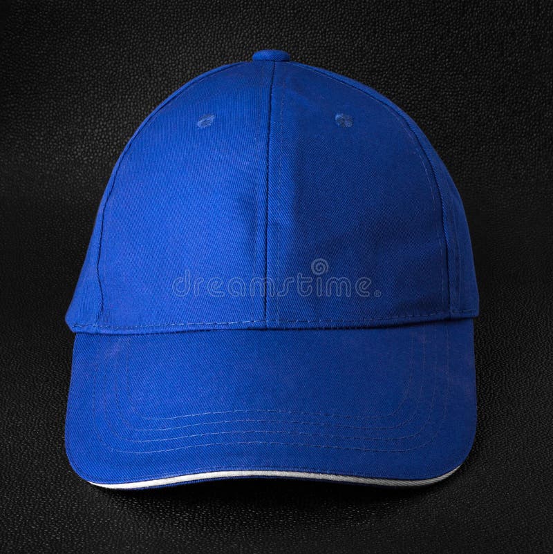 Blue Cap Dark Background. Template of Baseball Cap in Front View Stock ...