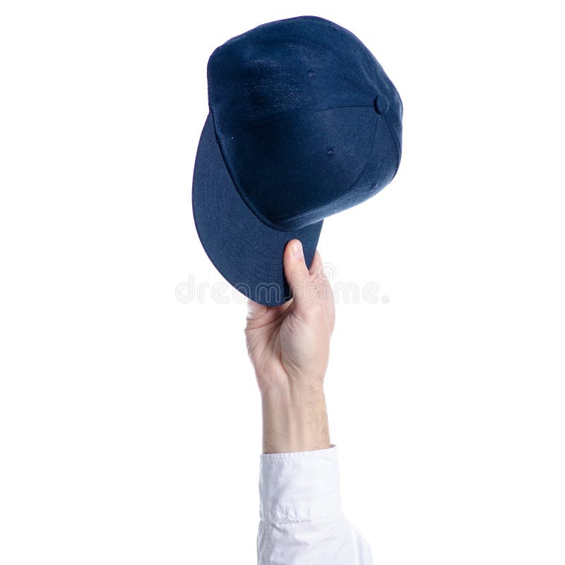 Blue cap in hand stock image. Image of cheer, baseball - 143968197
