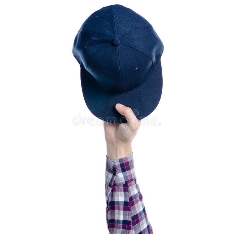 Blue cap in hand stock image. Image of cheer, cotton - 143918221