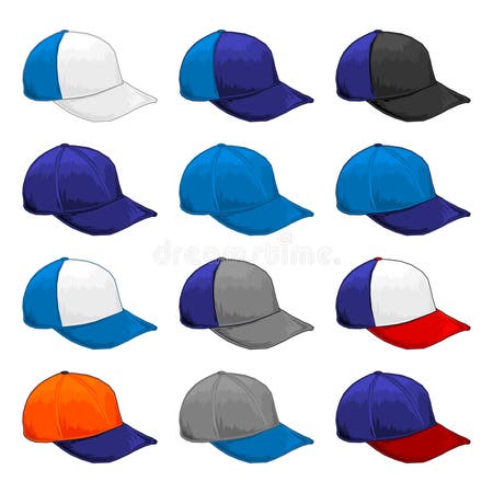 Blue Cap, Vector Variety of Color Combinations Cap Template Stock ...
