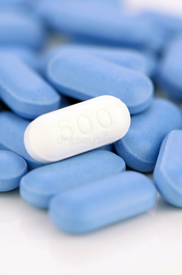 Blue Caplets and Some Analgesic Chemical Structure. Stock Photo - Image ...