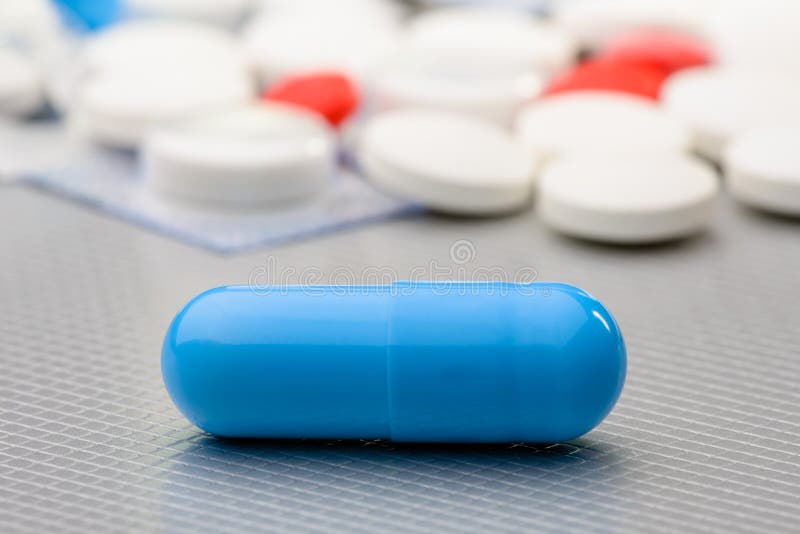 Blue Capsule stock image. Image of blister, medication - 40231731