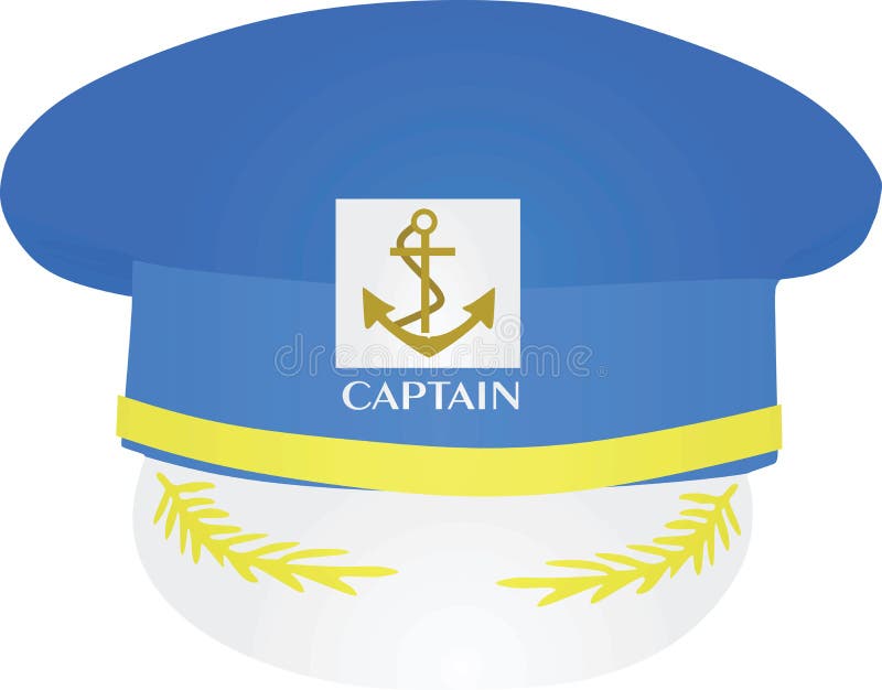 Blue captain`s hat stock vector. Illustration of design - 155333588