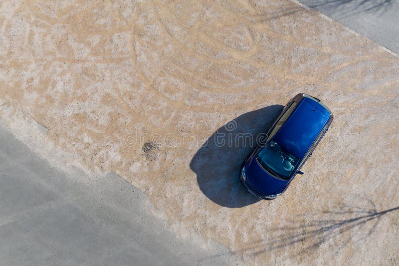 Blue car from above stock image. Image of aerial, classic - 172736909