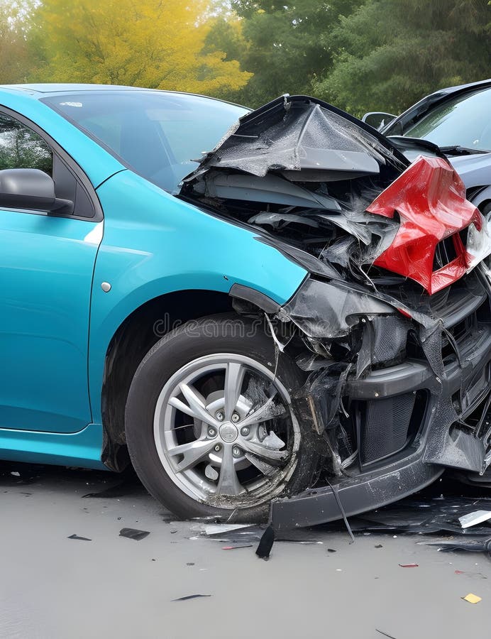 Blue Car Accident or Crash on the Road with Another Car Stock ...