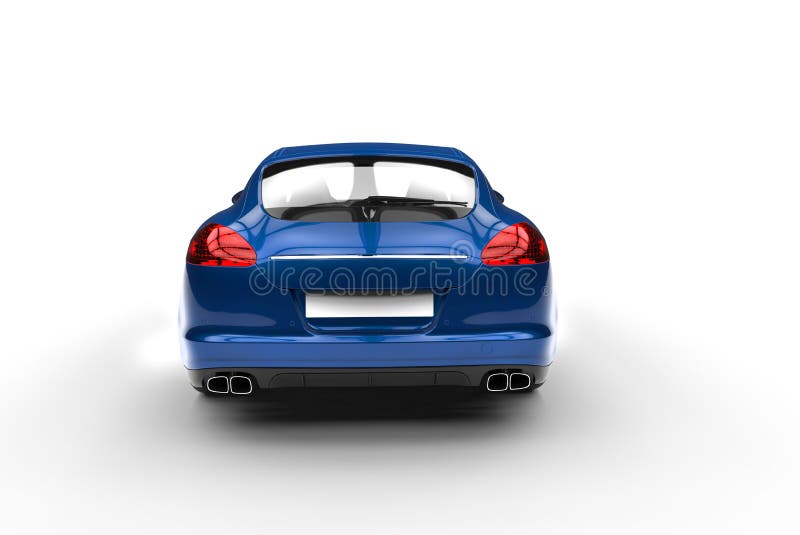 Blue Car - Back View stock illustration. Illustration of expensive ...