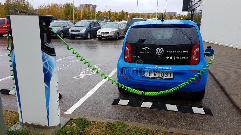 Blue Car Charging Electricity Editorial Stock Image - Image of hybrid ...