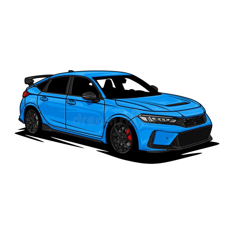 Blue Car Civic Type R stock vector. Illustration of sport - 342306213