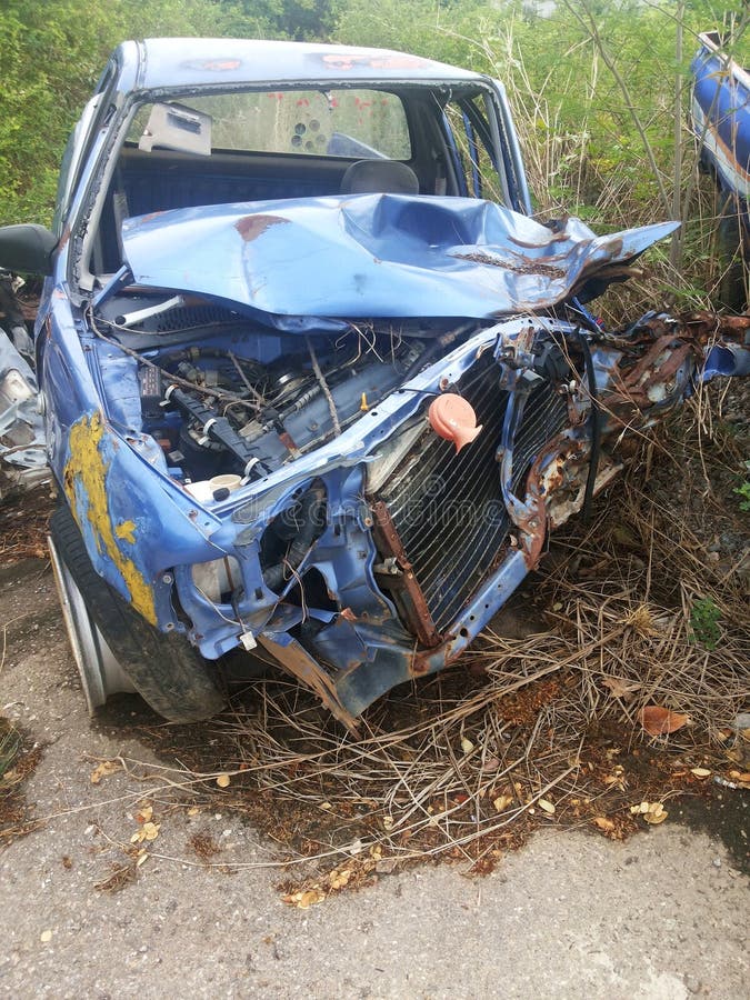 Blue car crash stock photo. Image of auto, accident, wreck - 24372292