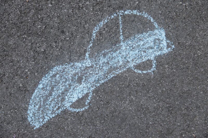 A Blue Car Drawn with Chalk on the Street Stock Photo - Image of child ...