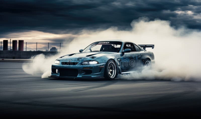 Blue Car Emitting Smoke stock illustration. Illustration of pipe ...