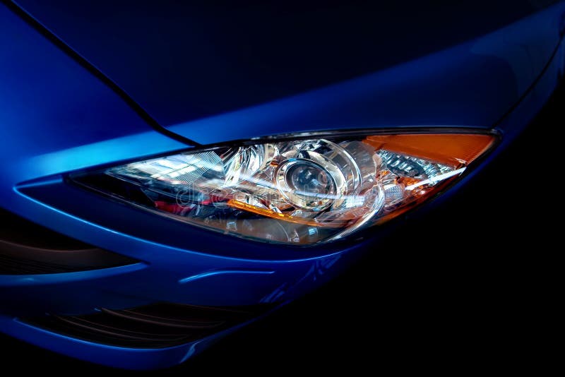 Blue car headlight stock photo. Image of headlight, detail - 10865006