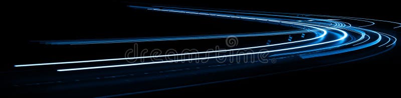 Blue Car Lights at Night. Long Exposure Stock Photo - Image of modern ...