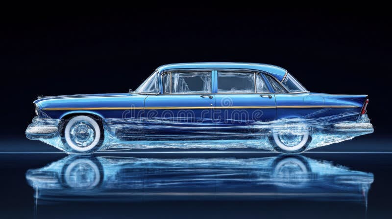 A Blue Car is Reflected in the Water Stock Image - Image of motor ...