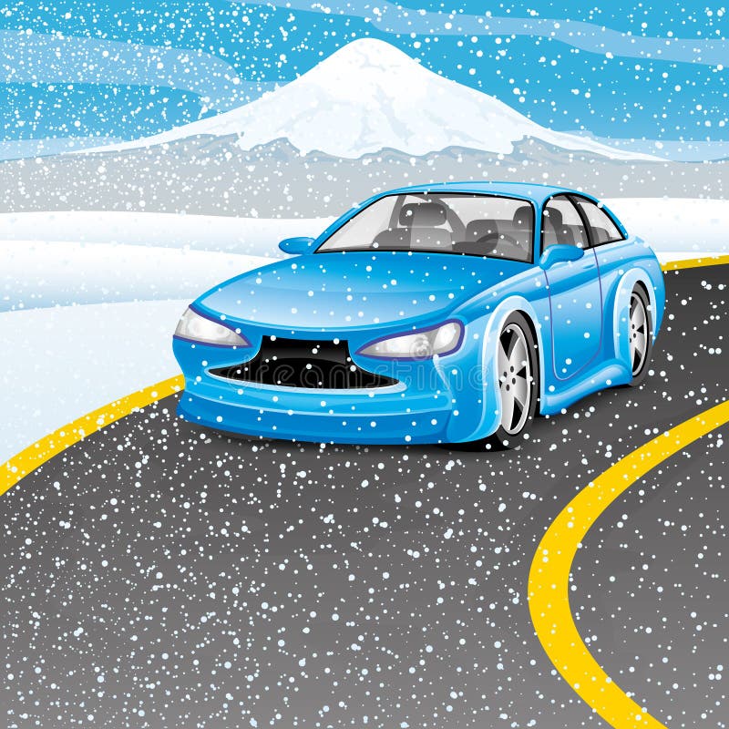 Car Sliding On Ice Cartoon
