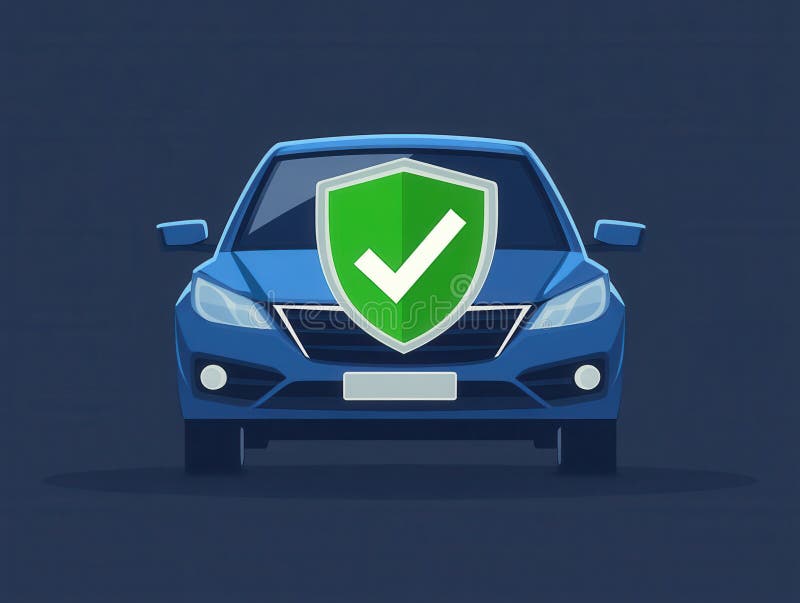 Blue Car with a Shield Icon Symbolizing Vehicle Security and Protection ...