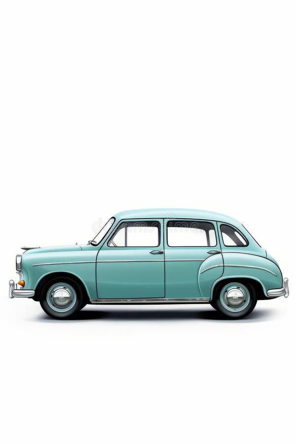 Blue Car is Shown on White Background with Shadow. Generative AI Stock ...