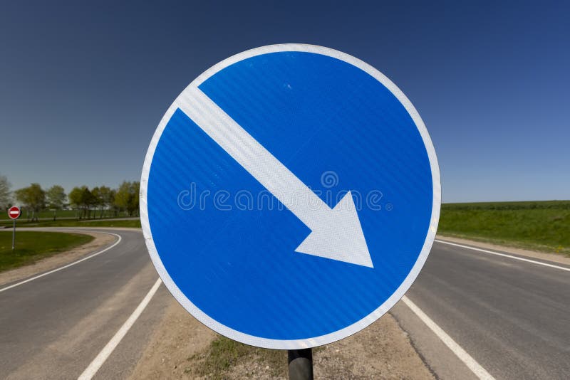 A Blue Car Sign with a White Arrow Stock Image - Image of traffic ...