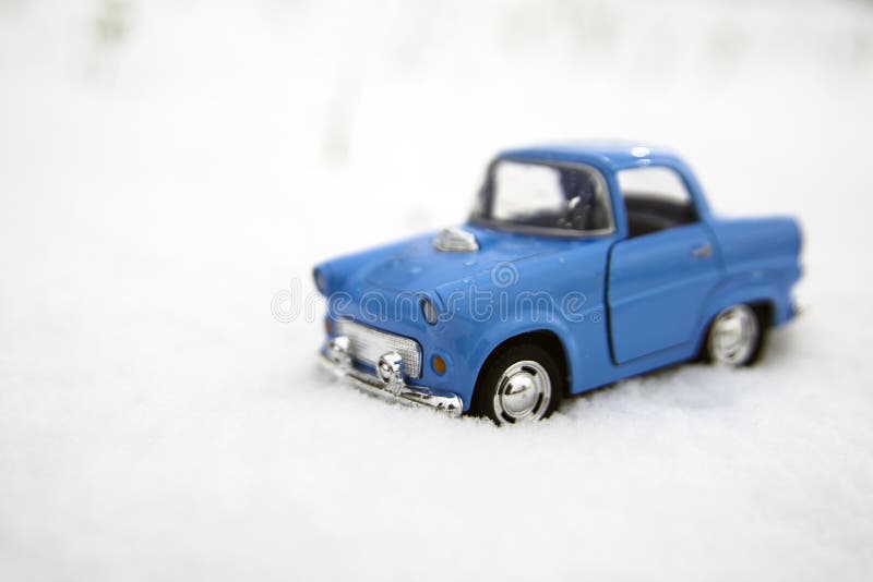 Blue car in snow stock image. Image of stucked, help - 53852987