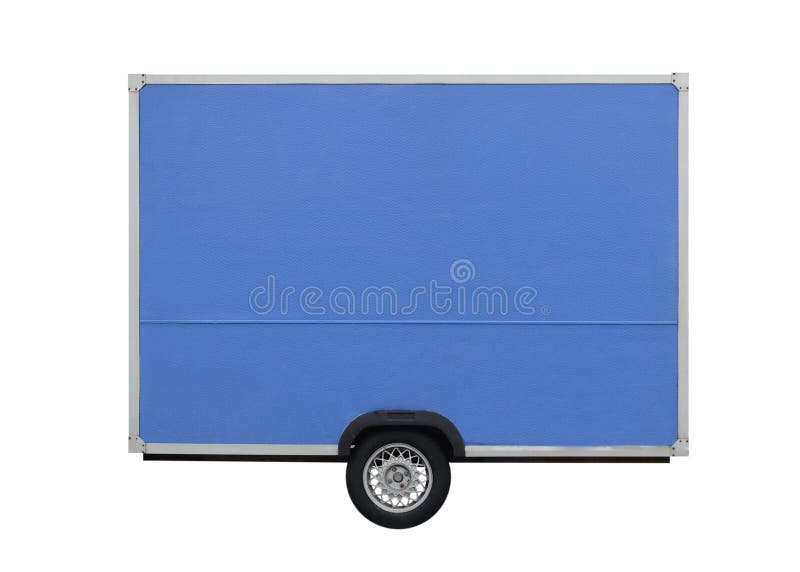 Blue Car Trailer Isolated on White Background Stock Image - Image of ...