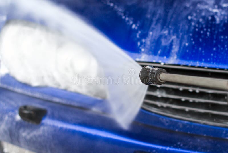 Blue car wash. stock image. Image of care, hose, dirty - 53107839