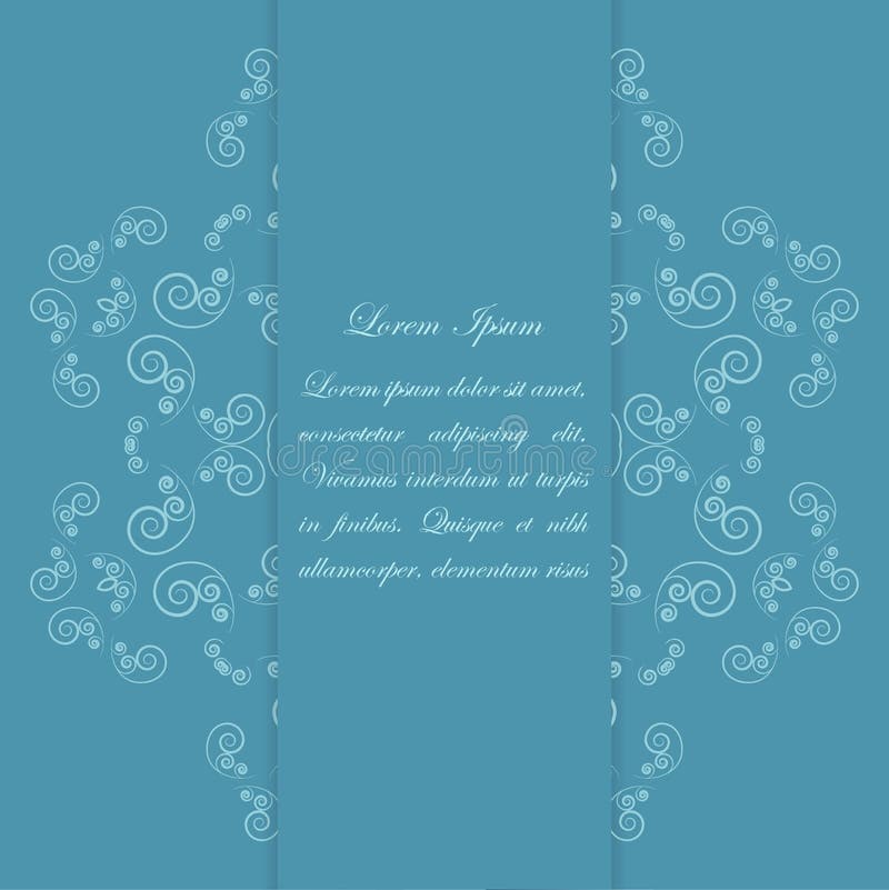 Blue Card Design with Ornate Floral Pattern Stock Vector - Illustration ...