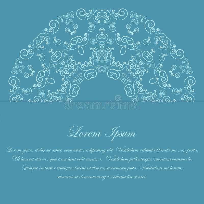 Blue Card Design with Ornate Pattern Stock Vector - Illustration of ...