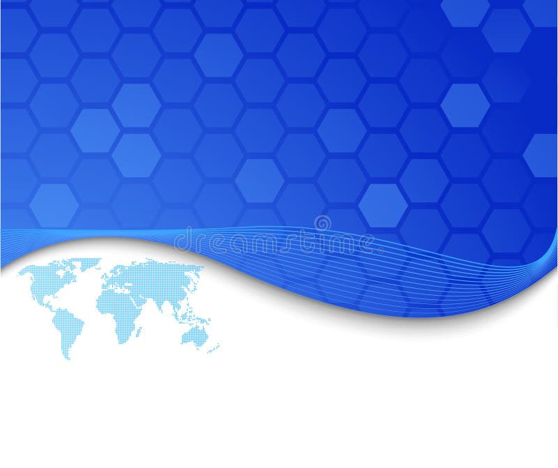 Blue Card with Dotted World Map Stock Vector - Illustration of banner ...